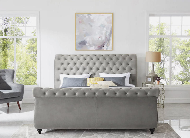 Luxury Harmony Sleigh Bed Frame with Storage & Mattress – BEDTIMEUK